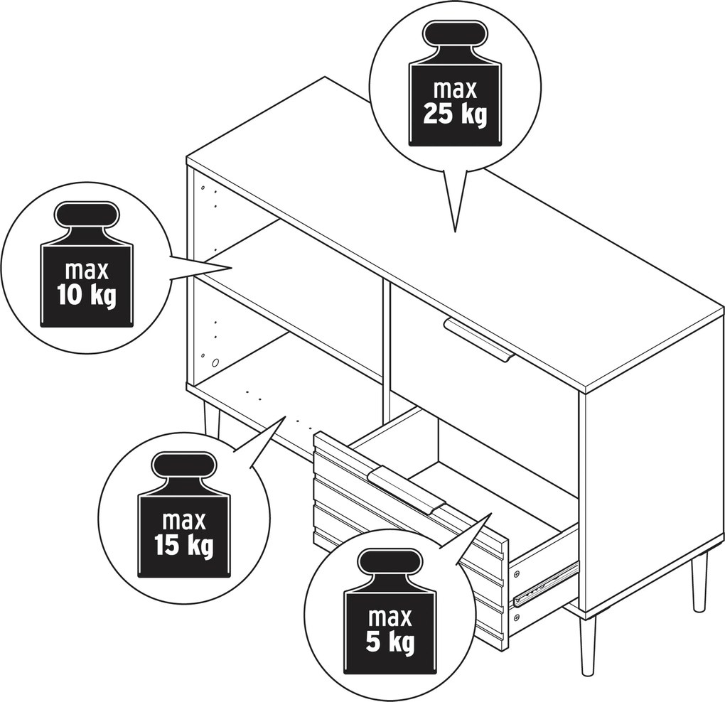 Tchibo - Regál »Baaken« se 2 zásuvkami - barva: černá