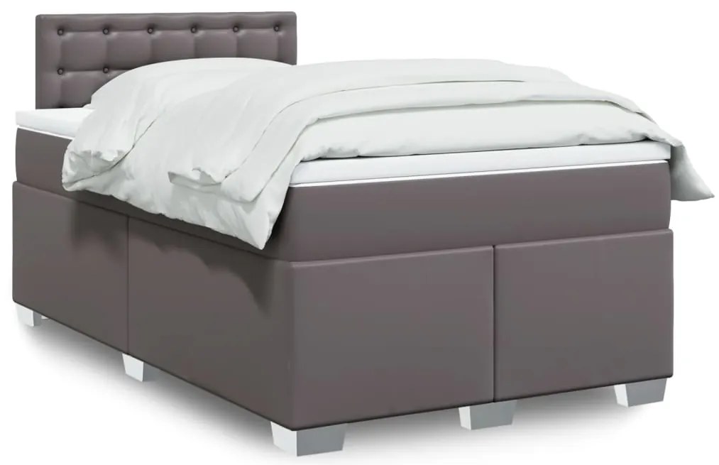 Box spring postel s matrací šedá 120x200 cm umělá kůže 3286118