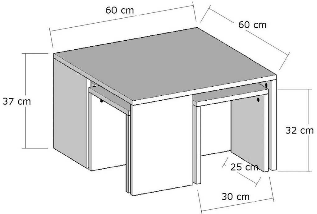 Sada konferenčních stolků Laoise 60 cm vzor safírový dub