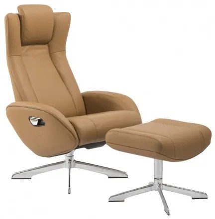 Lounge Chair RIGA s podnožkou, světle hnědá kůže House Nordic 1101070