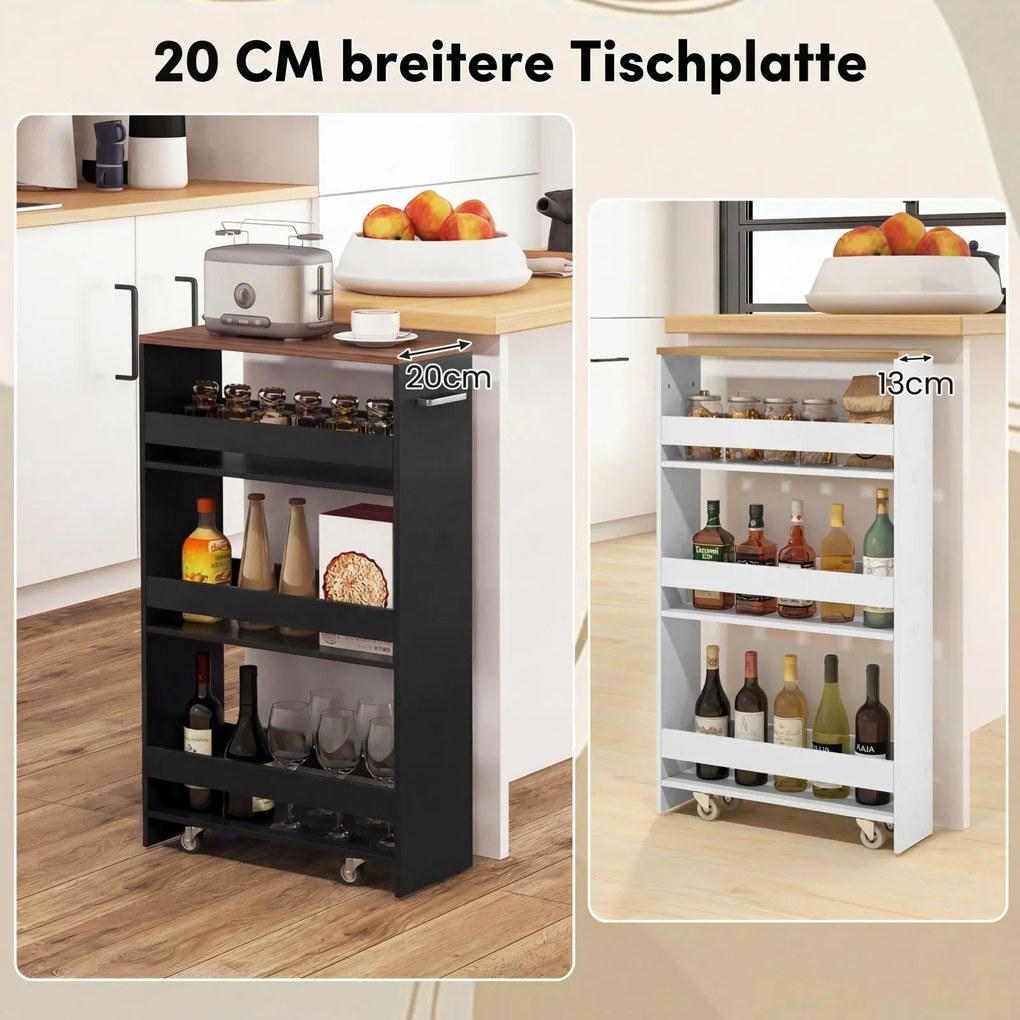 Costway Vozík do niky 20cm široký 4patrový kuchyňský vozík úzká nika