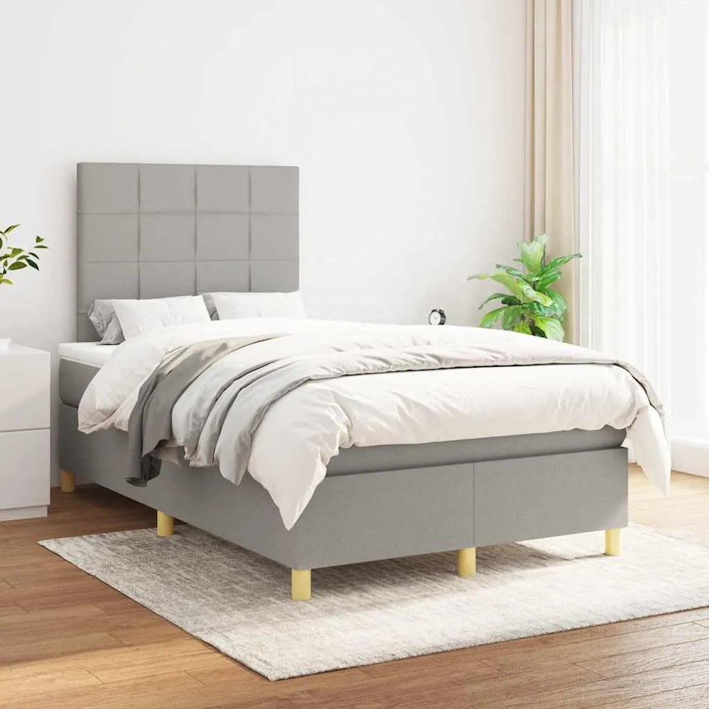 Box spring postel s matrací světle šedá 120x190 cm textil 3269930