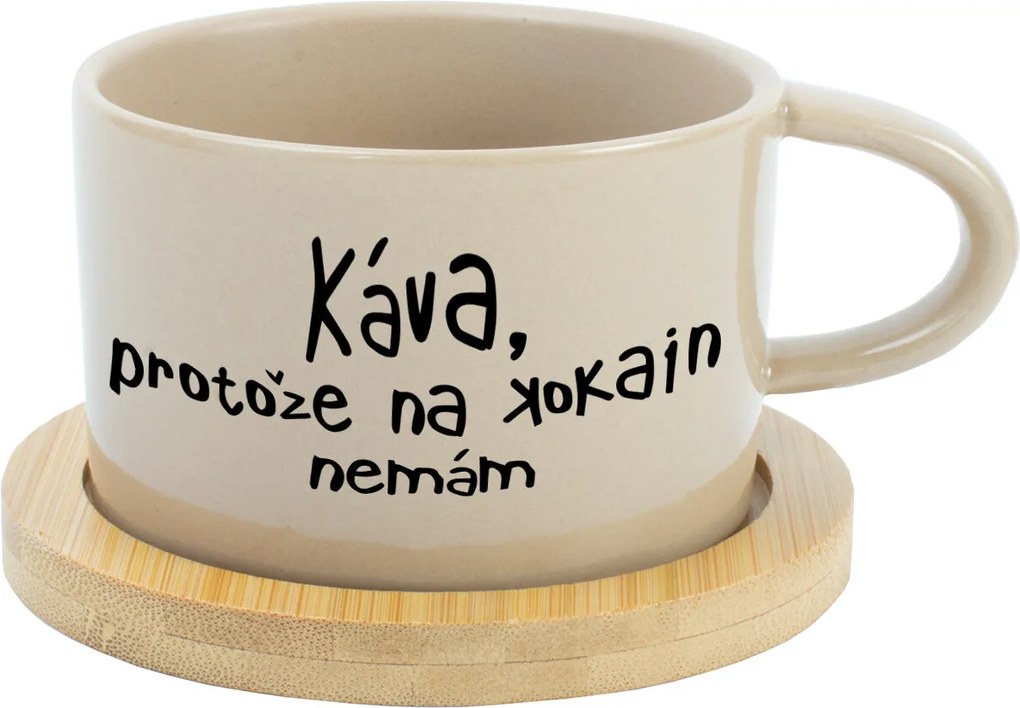 KÁVA, PROTOŽE NA KOKAIN NEMÁM - krémový hrníček makronka 200 ml