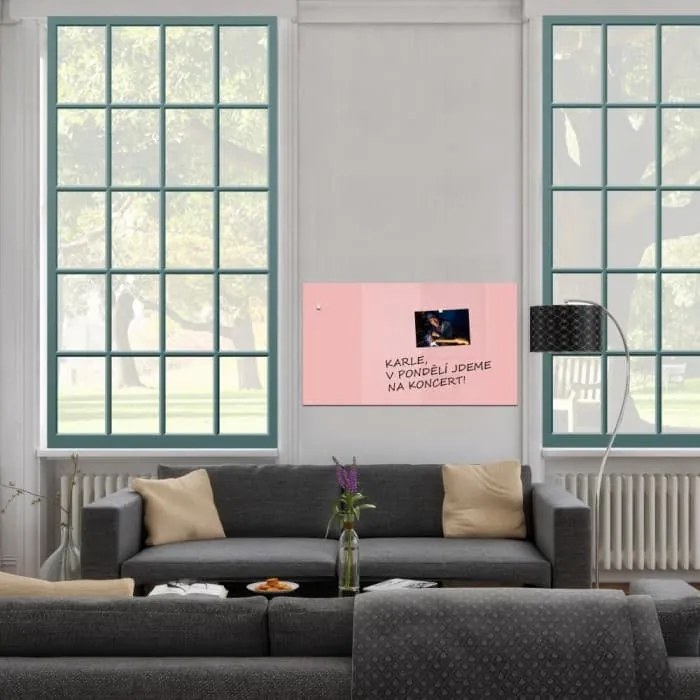 Růžová tělová skleněná pracovní a kancelářská tabule Smatab® - 120 × 180 cm