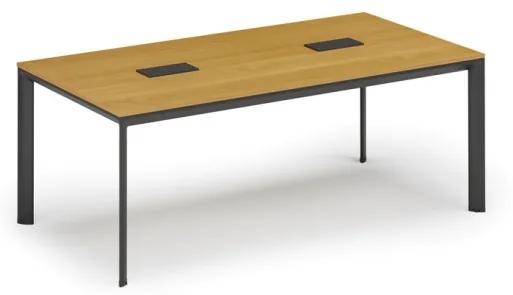 Stůl INVITATION 2000 x 1000 x 740, buk + 2x stolní zásuvka TYP II, černá