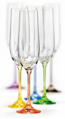 Crystalex Sklenice na šumivé víno VIOLA Rainbow 190 ml, 6 ks