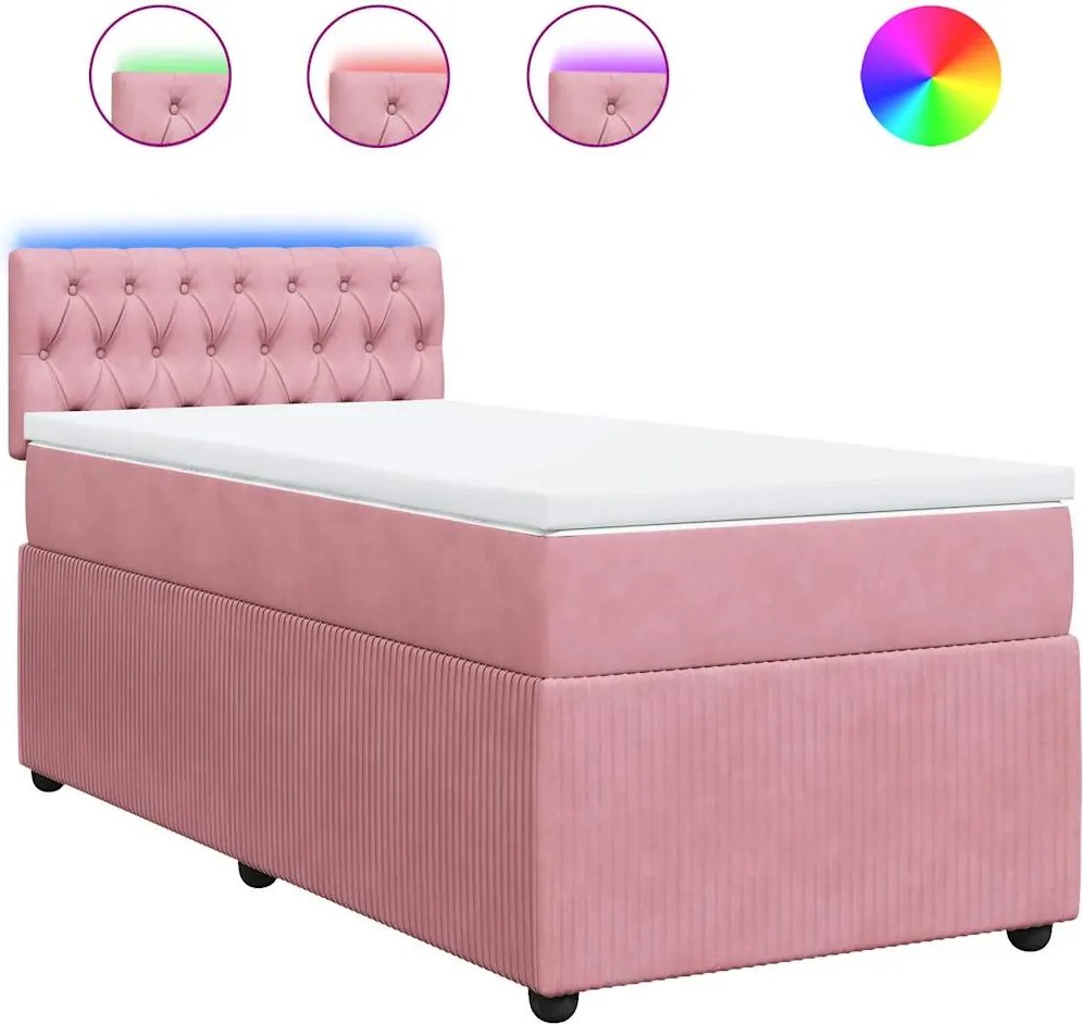Box spring postel s matrací růžová 90x200 cm samet 3289949