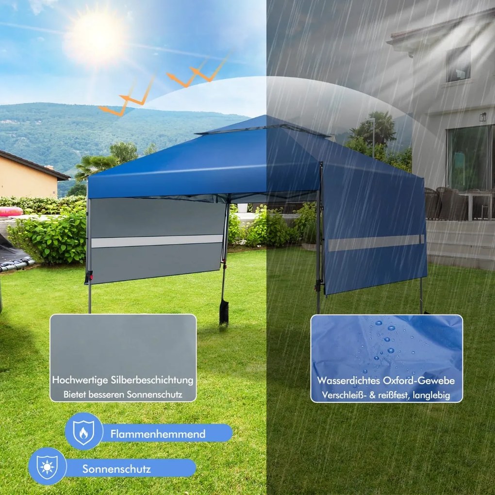 Costway Sun Shade Tent Pop-up Canopy Stan 300 × 537 × 270-290 cm, modrý