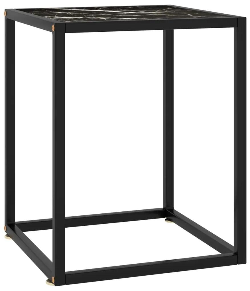 322910 vidaXL Konferenční stolek černý s černým mramorovým sklem 40x40x50 cm