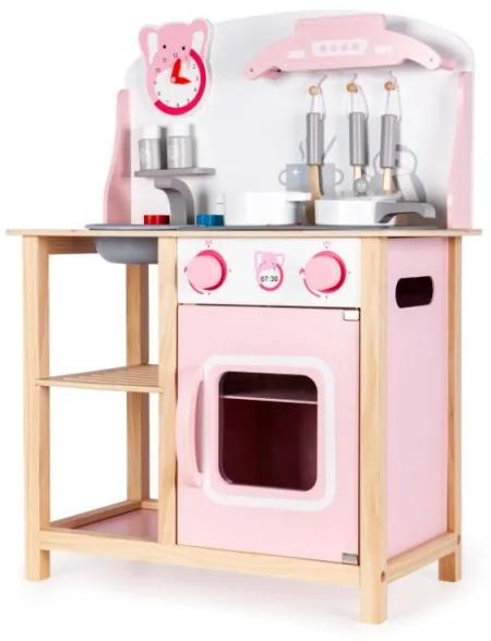 ECO TOYS Eco Toys Dřevěná kuchyňka s příslušenstvím, 75 x 59,5 x 29,5 cm - bílá