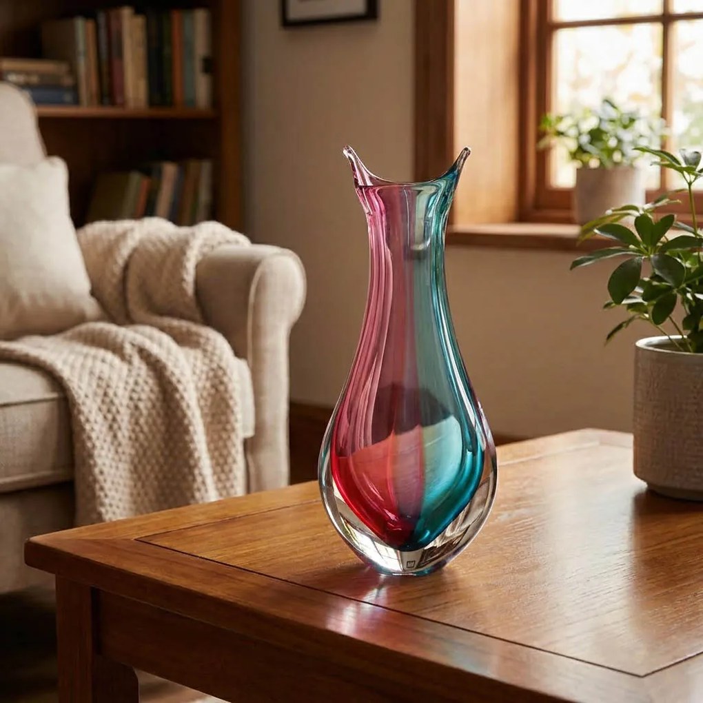 Skleněná hutní váza model 09, ametyst a zlatý topaz, 21 cm | České hutní sklo od Artcristal Bohemia
