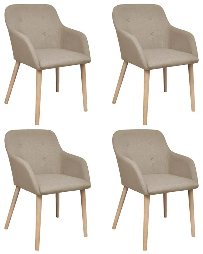 Jídelní židle 4 ks béžové textil a masivní dubové dřevo 270570