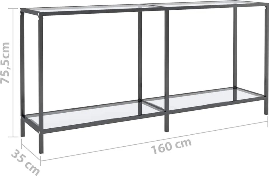 Konzolový stolek průhledný 160 x 35 x 75,5 cm tvrzené sklo 331698