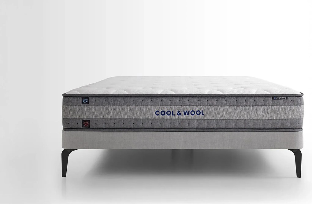 Matrace Cool &amp; Wool, Středně tvrdá, pružinová, oboustranná/termoregulační, 160x200 cm