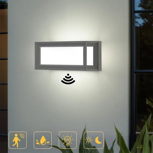 Brilagi - LED Venkovní nást. svítidlo se senzorem PARKER LED/12W/230V šedá IP44