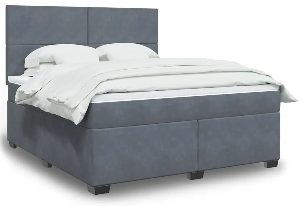 Box spring postel s matrací tmavě šedá 180x200 cm samet 3293273