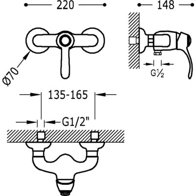 Tres Clasic páková sprchová retro baterie mosaz mat 24216701LM