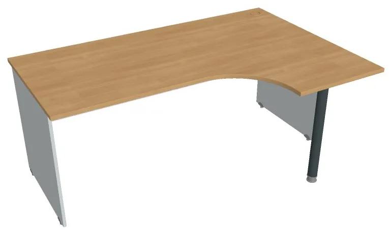 Stůl ergo 180 x 120 cm, levý Hobis Gate GE 1800 60 L Dekor lamino podnože: dub, Dekor korpusu: šedá, Barva nohy: černá