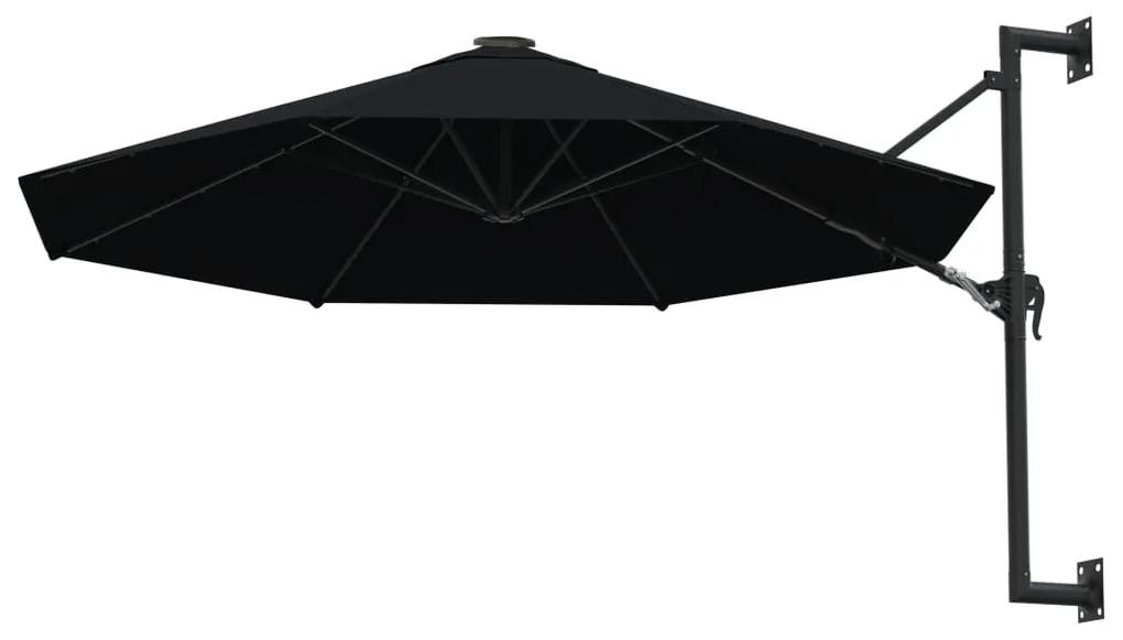 Nástěnný slunečník s kovovou tyčí 300 cm černý - Default Title