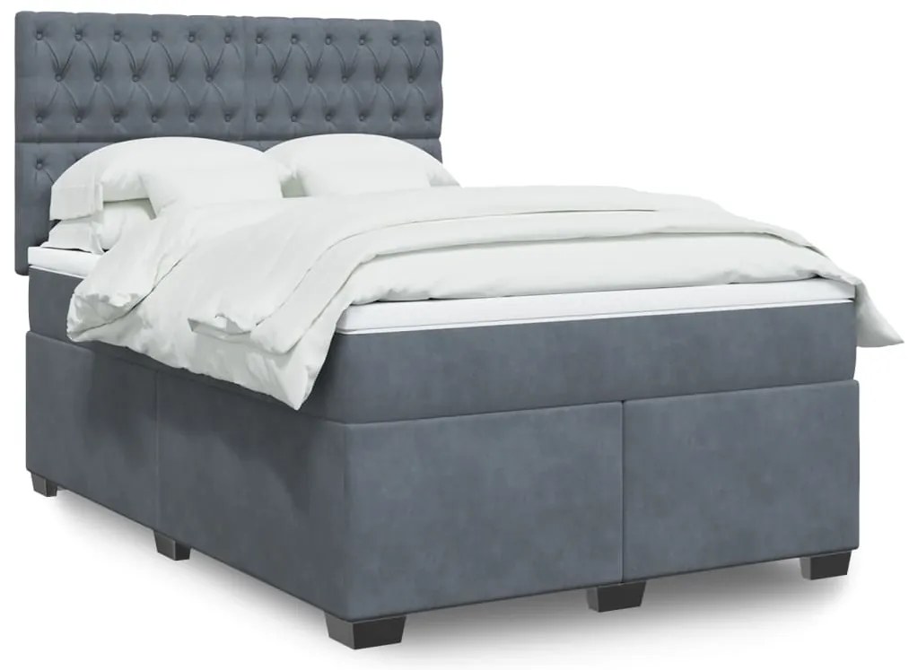 Box spring postel s matrací tmavě šedý 140 x 190 cm samet 3293213