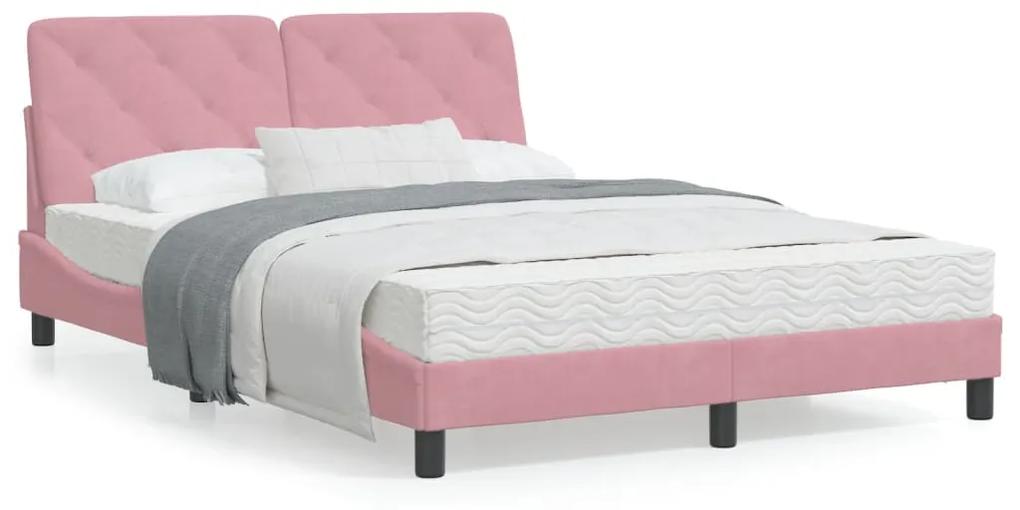 Rám postele s LED osvětlením růžový 120 x 200 cm samet,  3213848