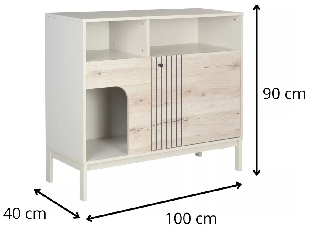 Komoda Frost II 100 cm krémová/alpský dub
