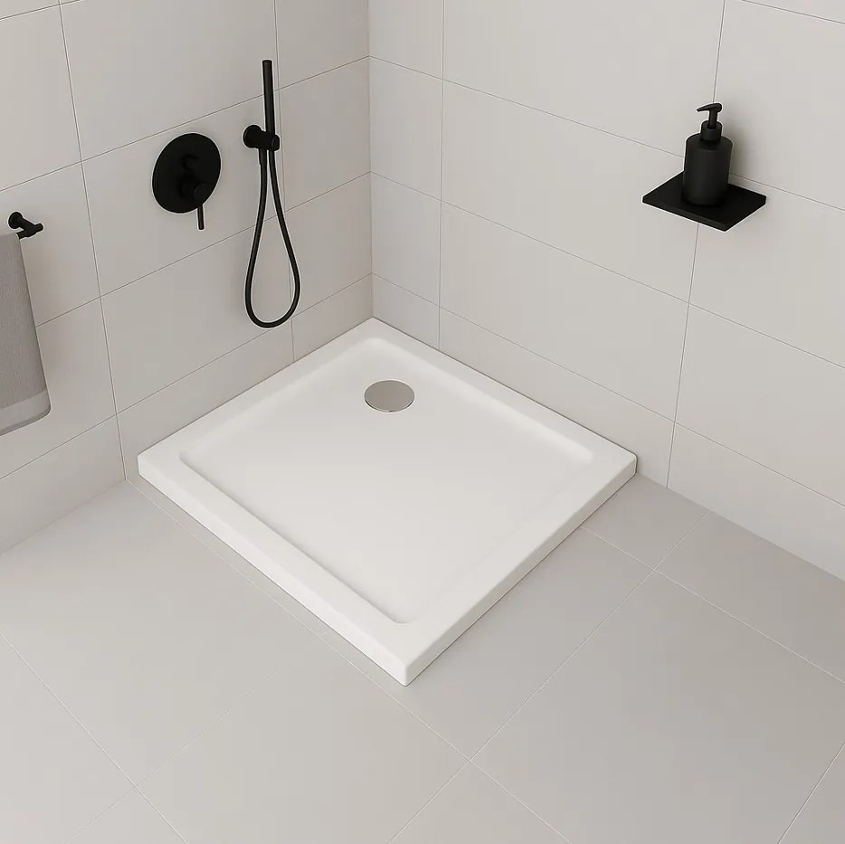 Erga Laos, čtvercová sprchová vanička 90x90x5cm, akrylát, bílá lesklá, ERG-V06-ACR-9090S-WH-CR