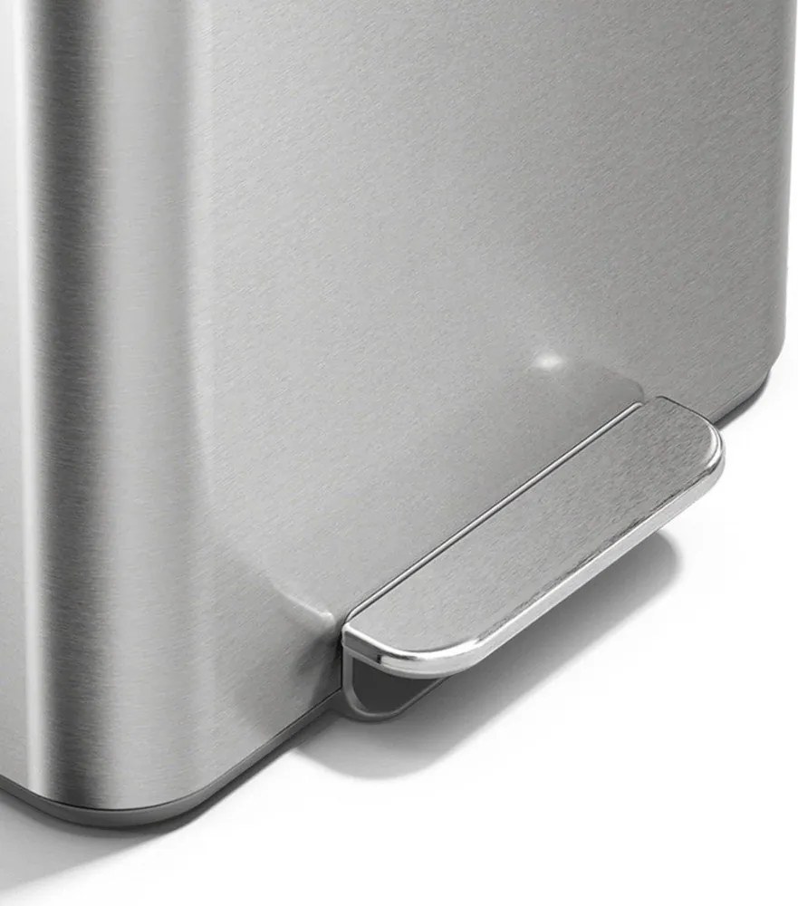 Odpadkový koš na tříděný odpad/nášlapný z nerezové oceli v matně stříbrné barvě 15 l Dual Mini – simplehuman