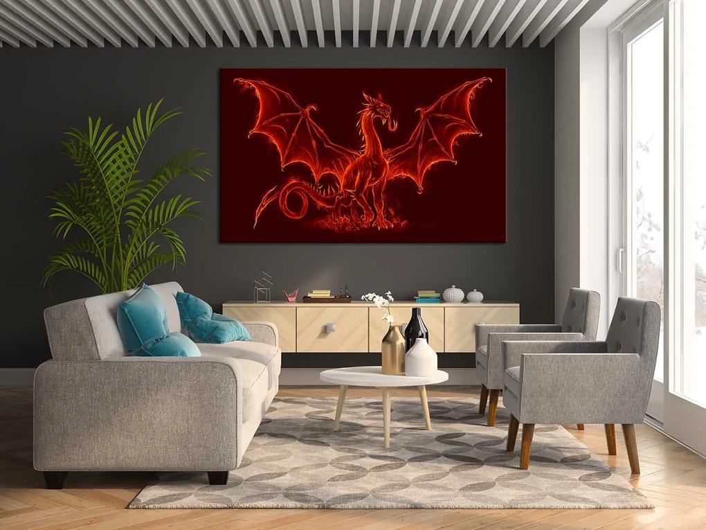 Jednodílný obraz ohnivý drak Velikost (šířka x výška): 180x110 cm