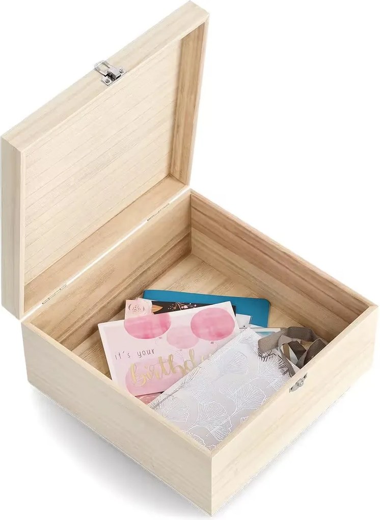 Zeller Present Dřevěný úložný box s víkem, ZELL, 26 x 26 x 12,5 cm