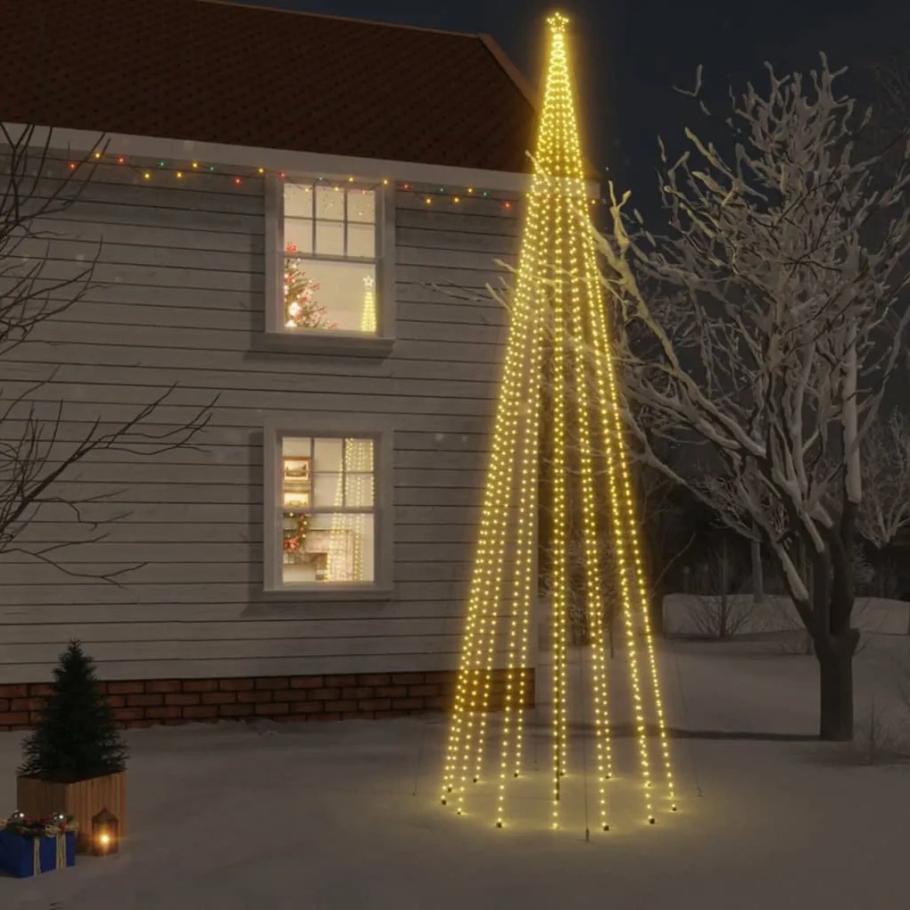 343562 vidaXL Vánoční strom s hrotem 1 134 teple bílých LED diod 800 cm