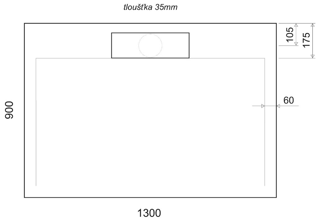 GELCO - IRENA sprchová vanička z litého mramoru, obdélník 130x90x3,5cm, HI13090