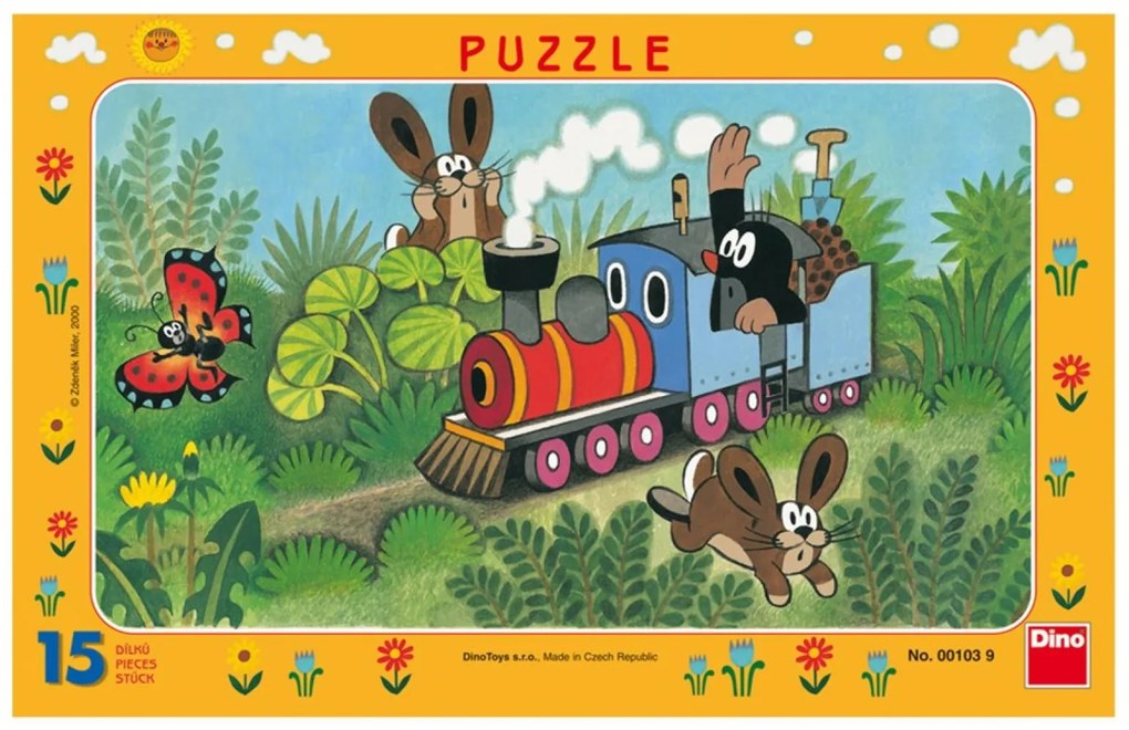 Puzzle deskové Krtek a lokomotiva 29,5x19cm 15 dílků