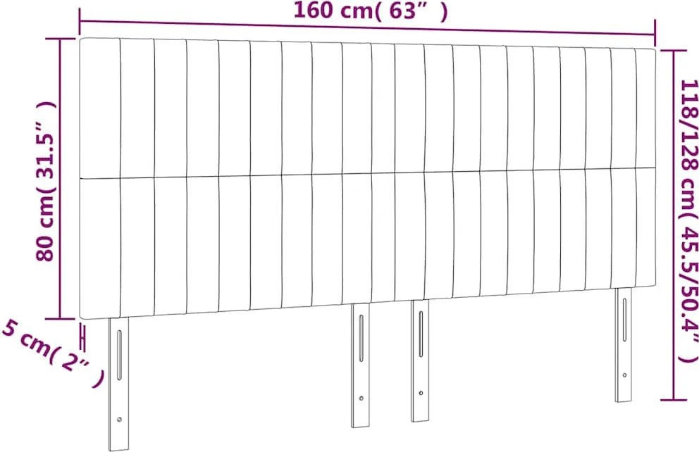 Čelo postele s LED tmavě modré 160x5x118/128 cm samet 3122720