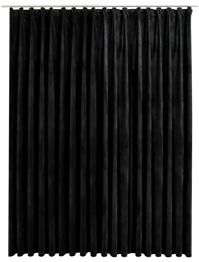vidaXL Zatemňovací závěs s háčky sametový černý 290 x 245 cm