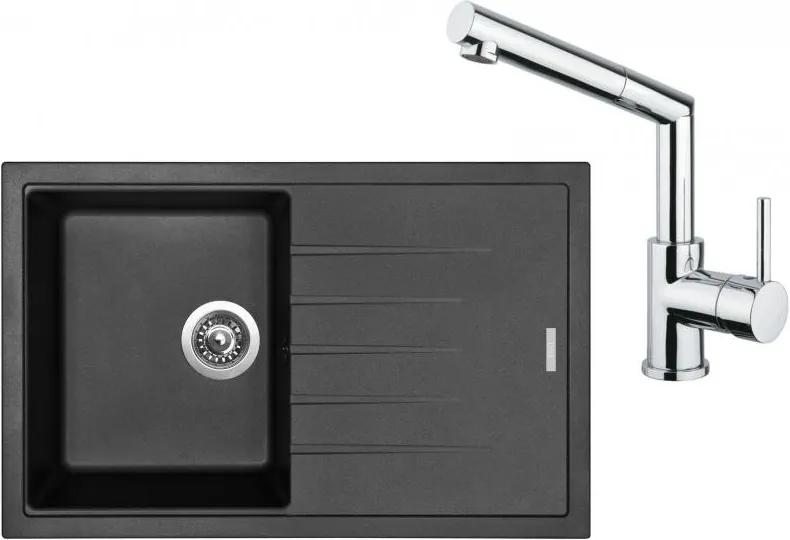 Dřez granitový Sinks Best 780 Metalblackk + Sinks MIX 350 P lesklá | Biano