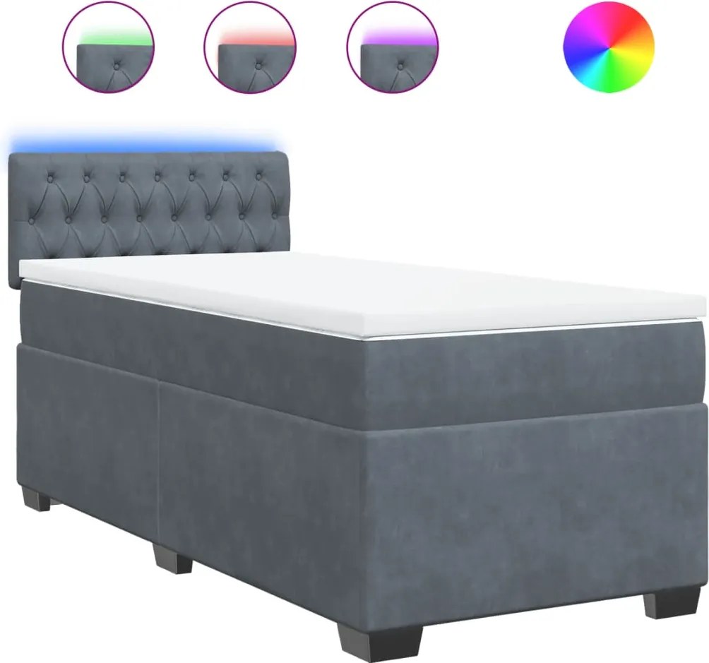 Box spring postel s matrací tmavě šedá 90x190 cm samet 3288493