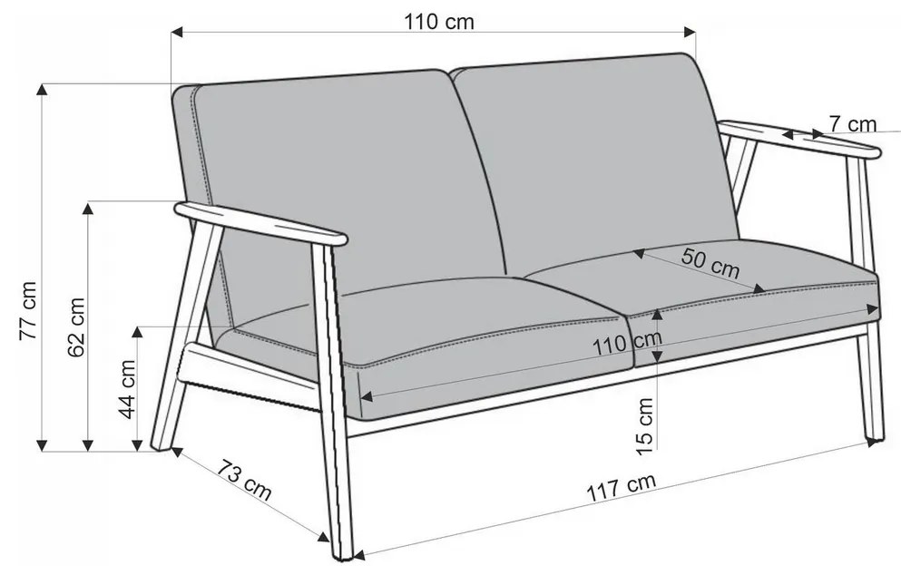 Pohovka Tanti, dvojsedák, modrá