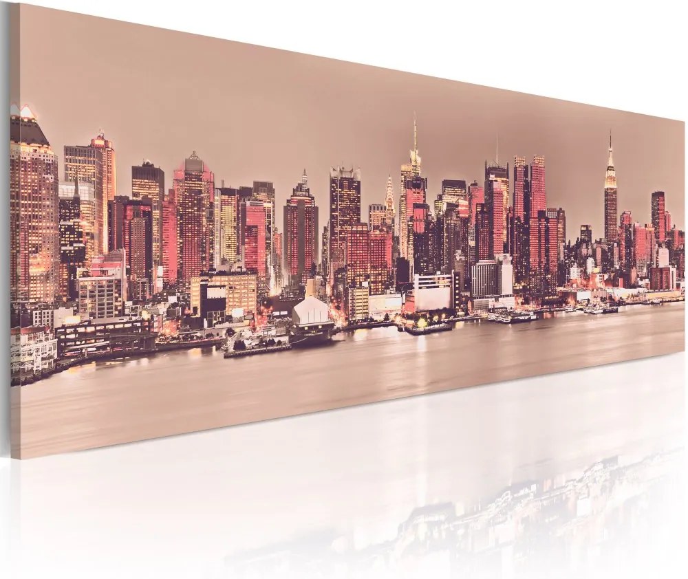 Obraz na plátně Bimago - New York - City of Light 120x40 cm
