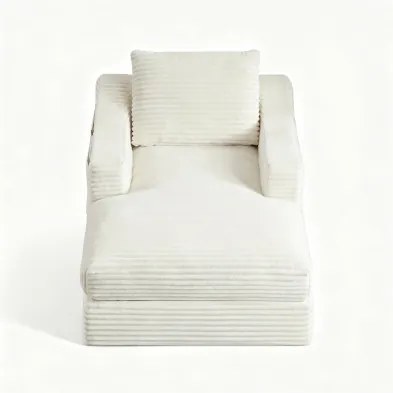 Aosom Bezkostý kordový relaxační gauč, dvouvrstvý design, lze složit na postel, 100D x 160Š x 64V cm, bílá
