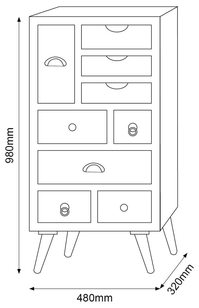 Komoda s nohami z borovicového dřeva Actona Thais, výška 98 cm