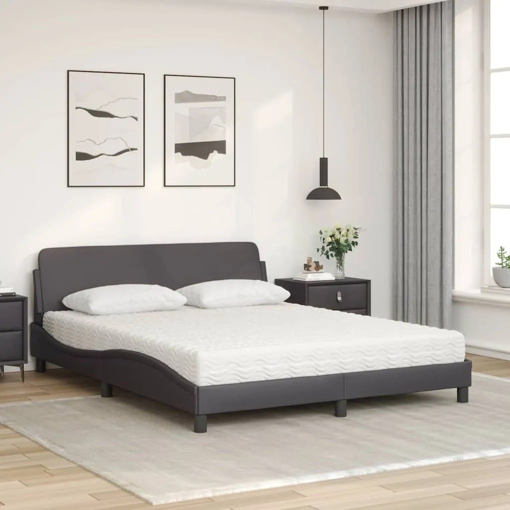 Postel s matrací Dover šedá 160 x 200 cm umělá kůže 3208440