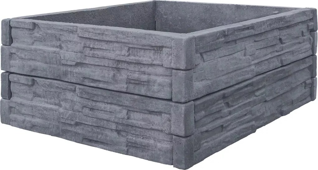 Beves Betonový záhon vyvýšený - štípaný kámen 100 x 100 cm Výška záhonu: 25 cm, Barva záhonu: Přírodní šedá