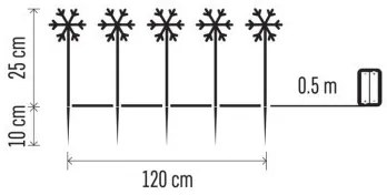 LED vánoční zapichovací vločky Figar s časovačem 35 cm studená bílá