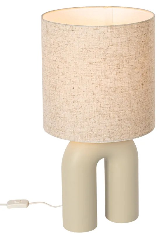 Designová stolní lampa béžová s lněným stínítkem béžová - Lotti