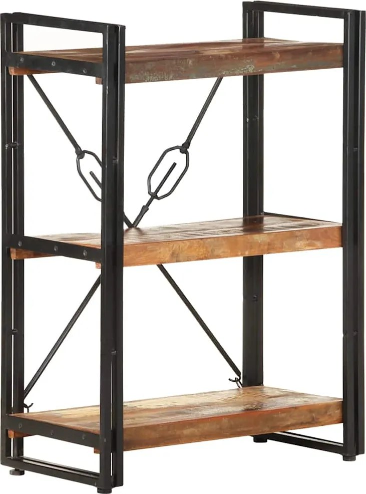 Knihovna se 3 policemi 60x30x80 cm masivní recyklované dřevo 320631