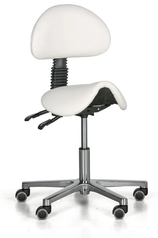 Pracovní židle SHAWNA, sedák ve tvaru sedla, měkká kolečka, béžová