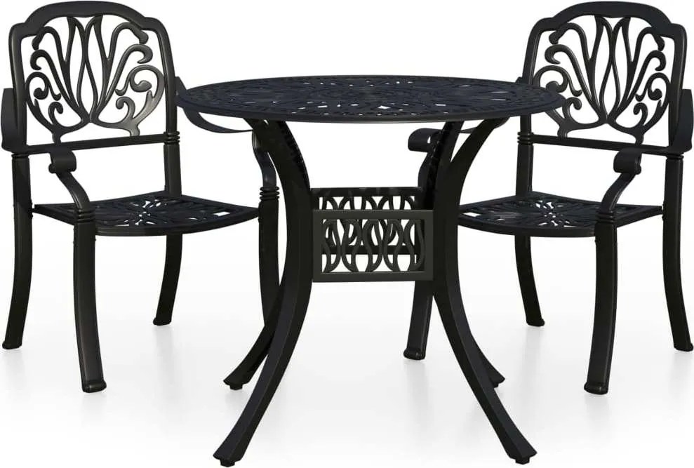 vidaXL 3dílný bistro set litý hliník [3070575] Barva: Černá