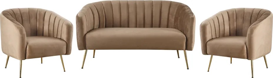 Designový 2-sed, hnědá Velvet látka/gold chrom-zlatý, BAGY