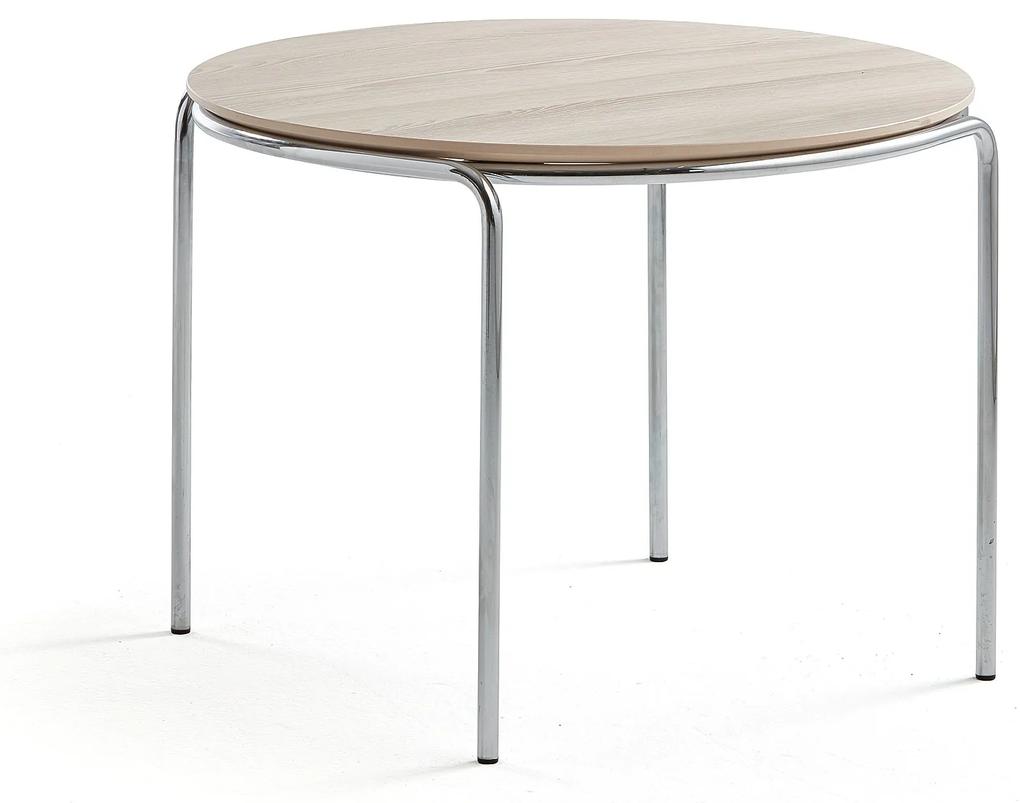 AJ Produkty Konferenční stolek ASHLEY, Ø770 mm, výška 530 mm, chrom, jasan